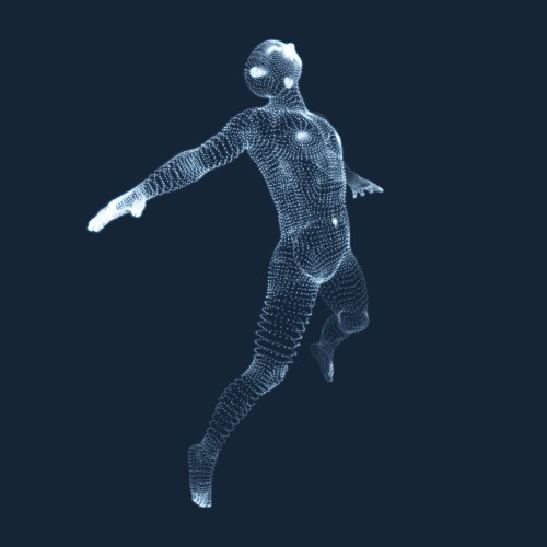 Jumping man 3d model of human body Royalty Free Vector Image