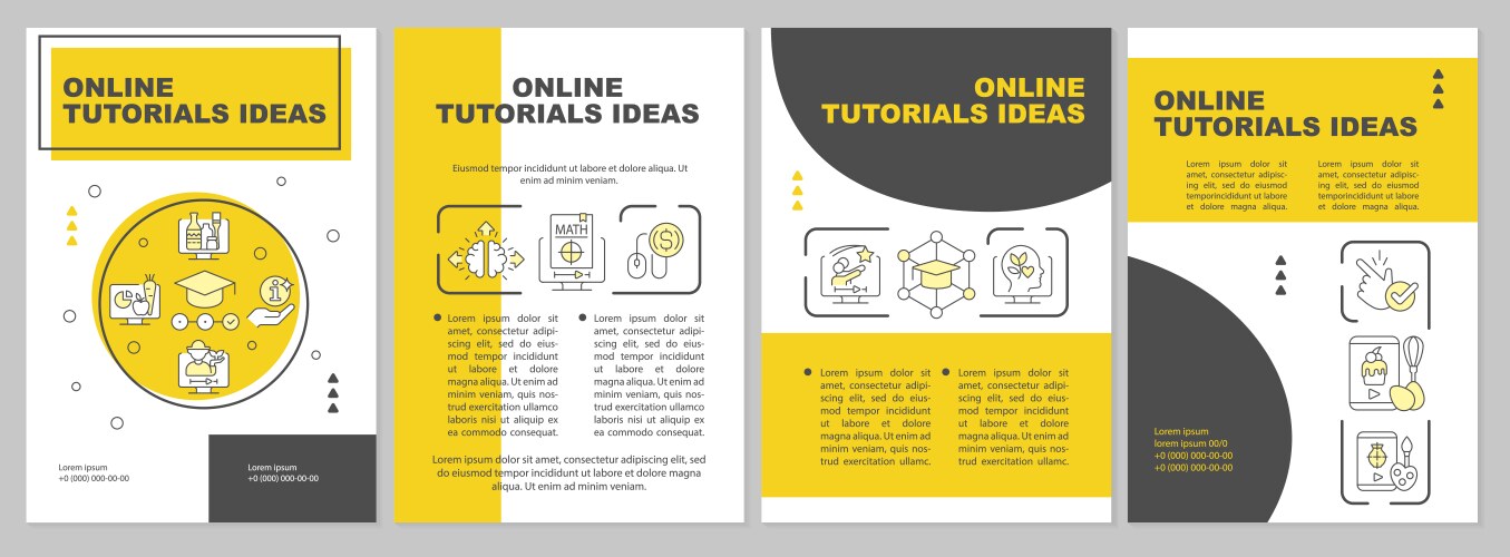 Skill learning blue and yellow brochure template Vector Image