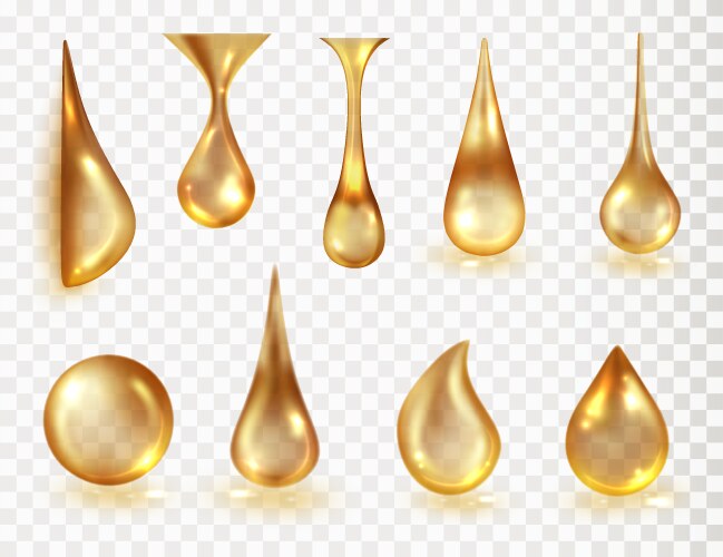 Golden drop isolated on transparent background Vector Image