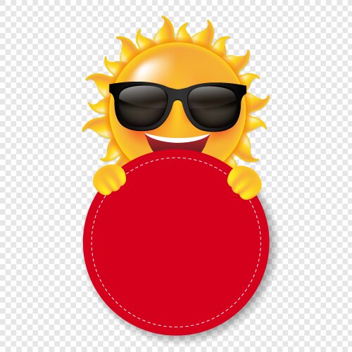 Red banner with sun isolated white background Vector Image