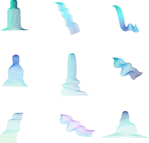 Set waterfall cascade Royalty Free Vector Image