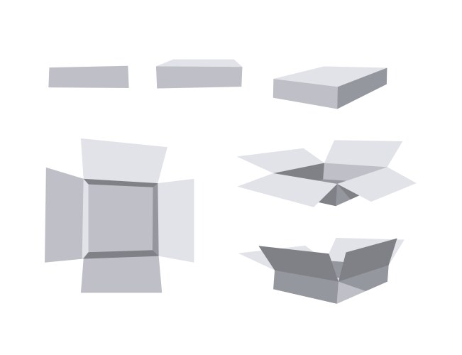 Carton open and closed recycling boxes set Vector Image