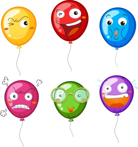 Colorful balloons with facial expressions Vector Image