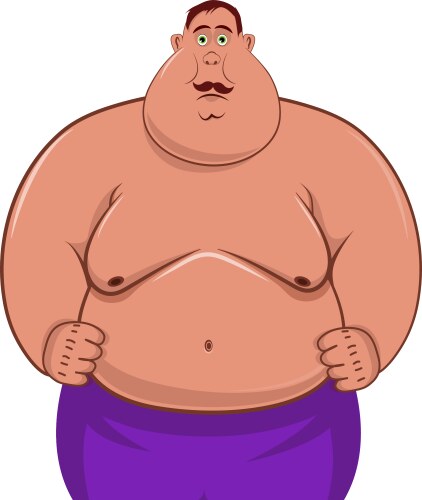 Single fat man cartoon Royalty Free Vector Image