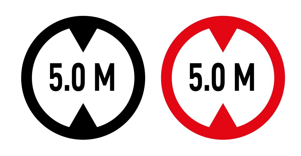 5 meter sign icon set notice indicating Royalty Free Vector