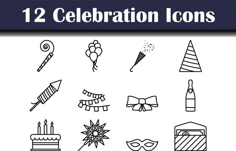 Celebration icon set Royalty Free Vector Image