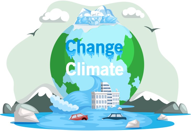 Global warming world ocean level rise due Vector Image
