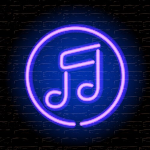 Music notes neon sign Royalty Free Vector Image