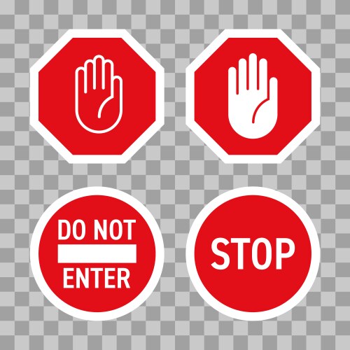 Stop hand no entry sign icon Royalty Free Vector Image