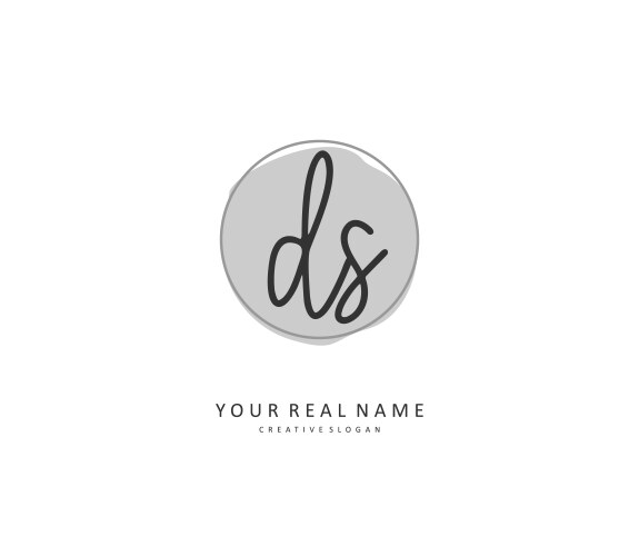 D s ds initial letter handwriting and signature Vector Image