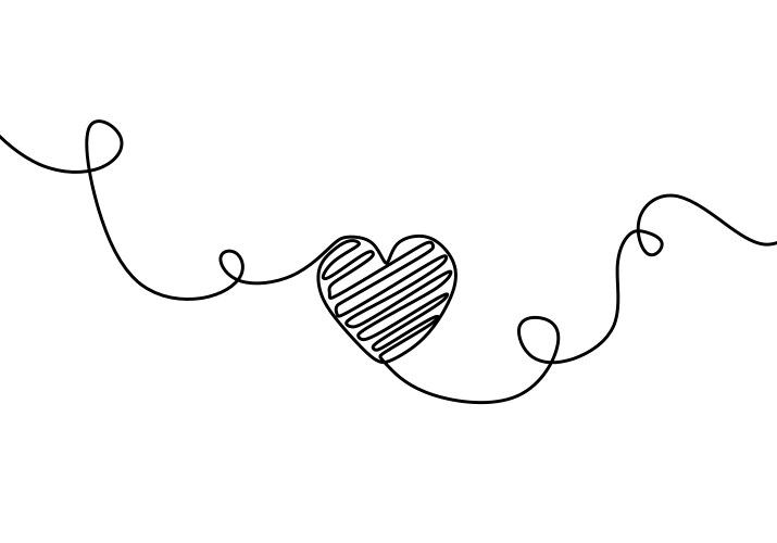 Cute heart one line drawing continuous hand drawn Vector Image