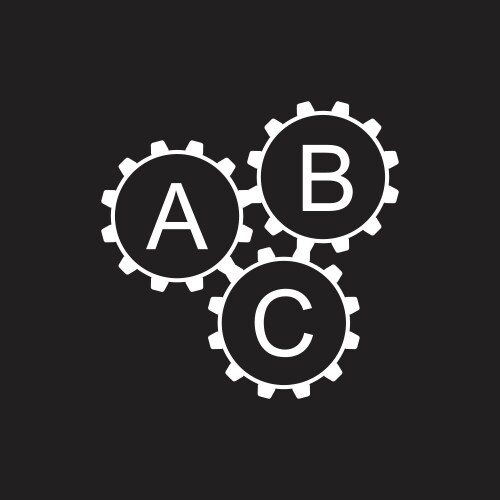Cog machine abc system symbol Royalty Free Vector Image