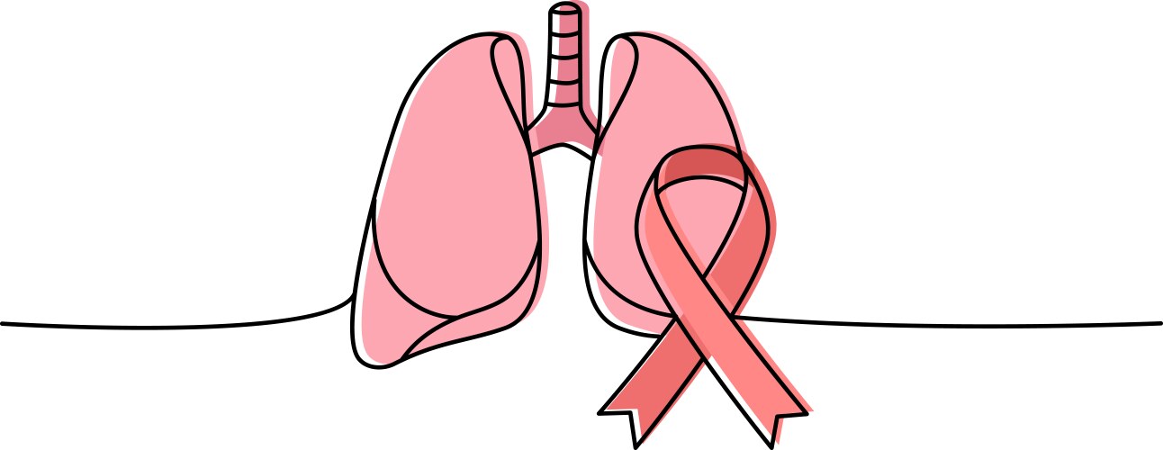 Human bone with ribbon one line colored continuous