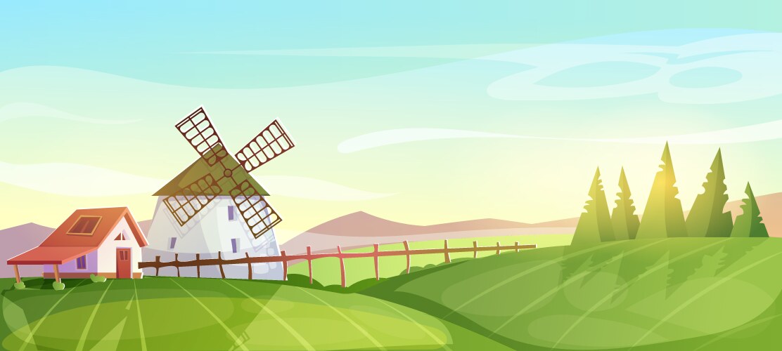 Poster with natural scene rural village path Vector Image