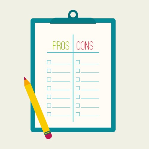 Pros and cons list Royalty Free Vector Image - VectorStock