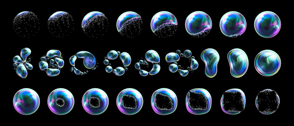 Soap bubbles set on transparent background Vector Image