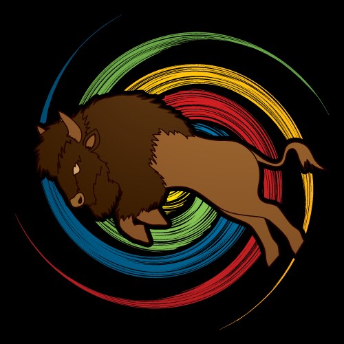 Group of buffalo running graphic Royalty Free Vector Image