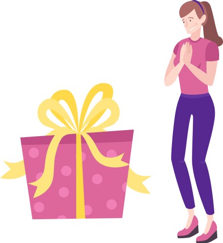 Happy girl woman giving gift to daughter Vector Image