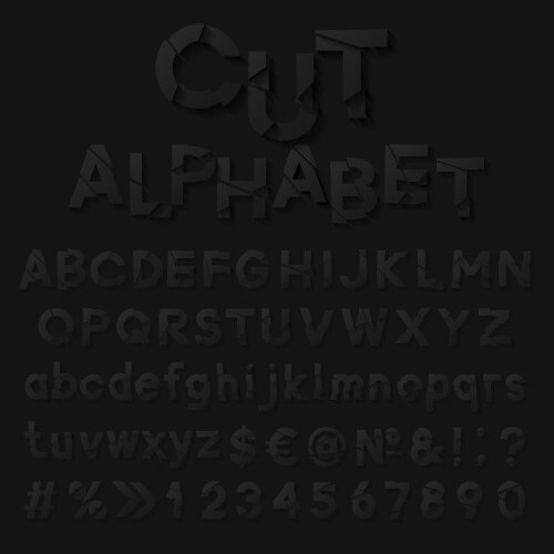 Paper alphabet with cut letters Royalty Free Vector Image