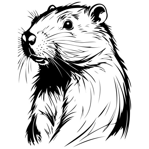 Realistic beaver hand drawn animal transparent Vector Image