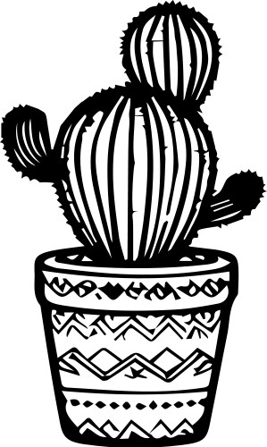 Cute cactus clipart black and white Royalty Free Vector
