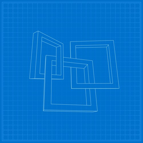 Three rectangular 3d frames blueprint Royalty Free Vector