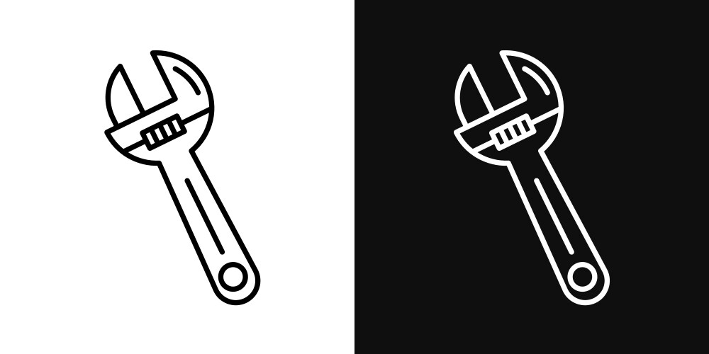 Adjustable wrench icon set spanner pipe Royalty Free Vector