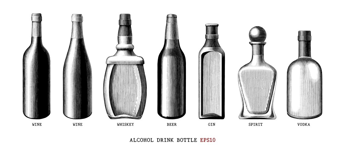 Bottles for alcohol sketch Royalty Free Vector Image