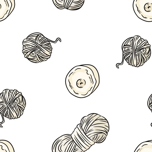 Yarn and crochet hook doodle cute cartoon image Vector Image