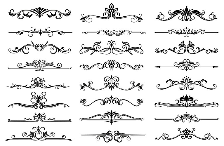Floral borders frame lines dividers with flowers Vector Image