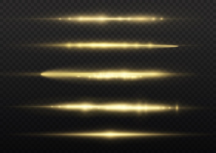 Horizontal light rays flash yellow glow beams Vector Image
