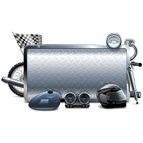 Banner with motorcycle spares Royalty Free Vector Image