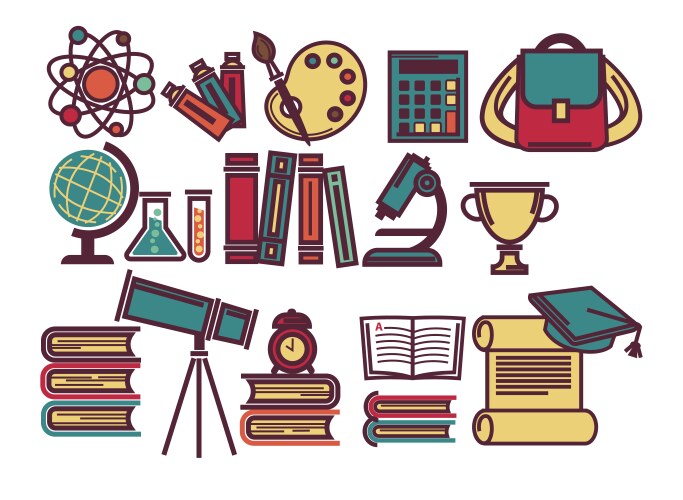 Various school items Royalty Free Vector Image