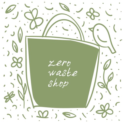Zero waste shop logo text calligraphy lettering Vector Image
