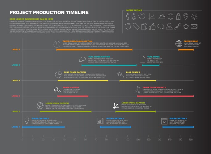 Gantt project production timeline graph Royalty Free Vector