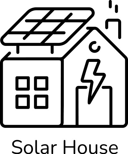 Solar panel house isolated coloring page for kids Vector Image