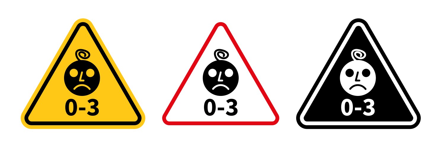 Age warning sign icon set caution for Royalty Free Vector