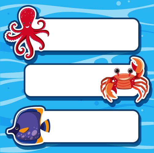 Border template with sea animals underwater Vector Image