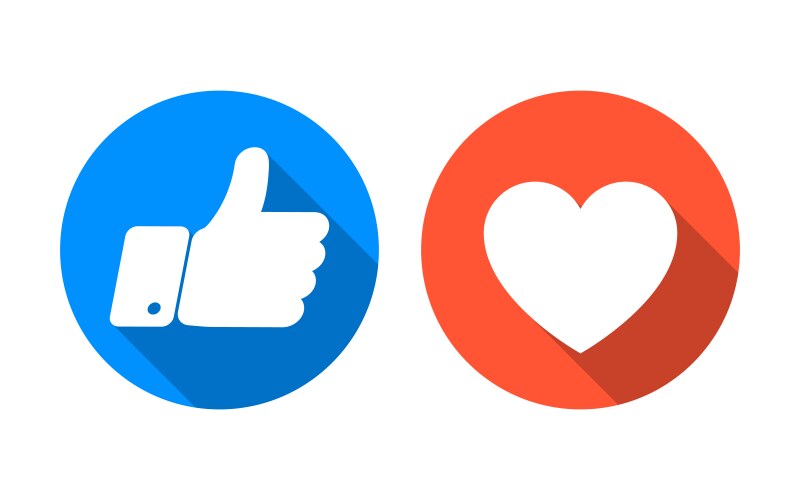 Like and heart flat icons Royalty Free Vector Image