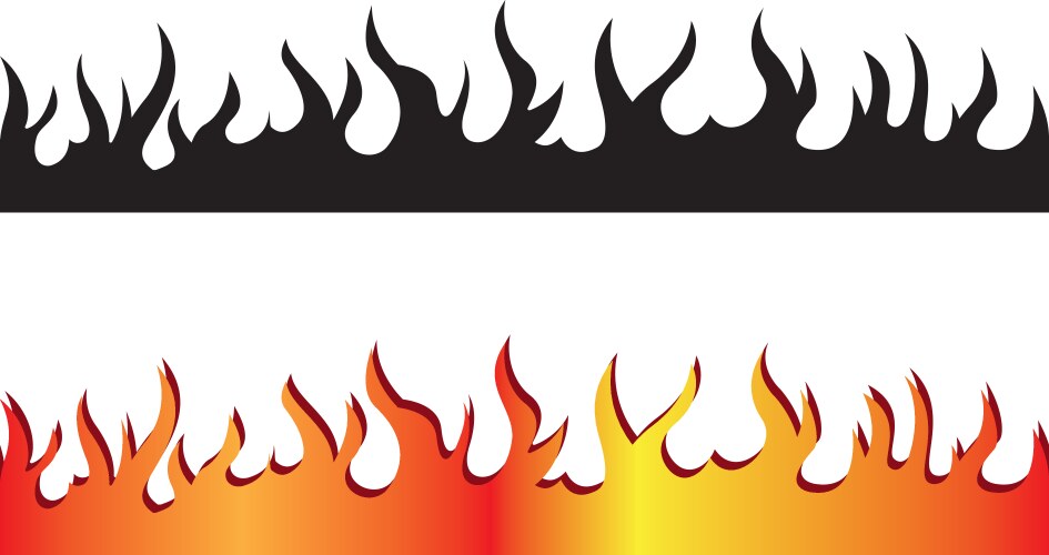 Fire flame seamless double sided border Royalty Free Vector
