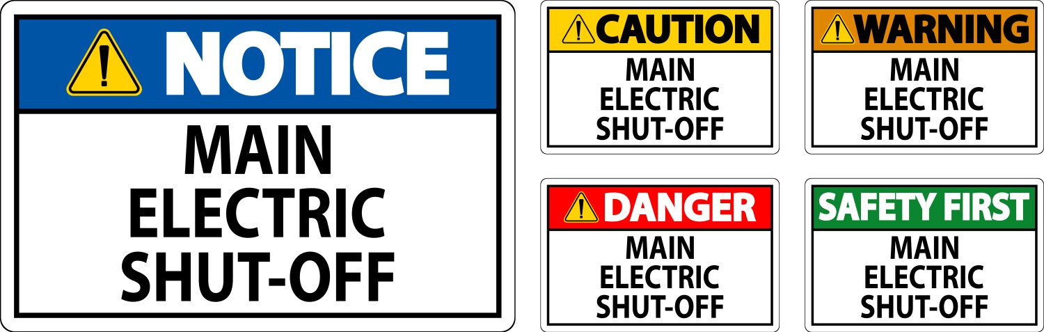 Warning sign main electric shut-off Royalty Free Vector