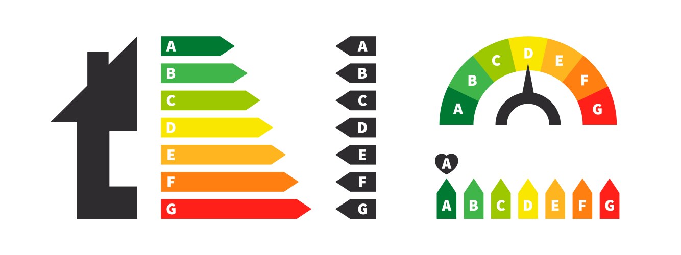 Energy efficiency logo rating Royalty Free Vector Image