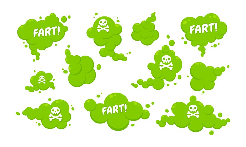Smelling green cartoon fart cloud flat style Vector Image