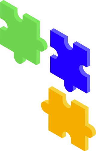 Three puzzle pieces floating representing teamwork
