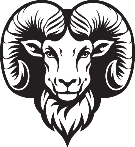 Historic horns vintage ram head logo icon iconic Vector Image