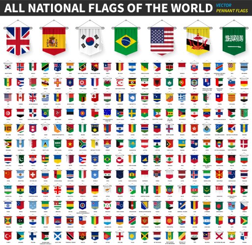 All national flags world with names Royalty Free Vector