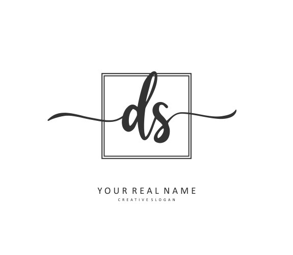 D s ds initial letter handwriting and signature Vector Image
