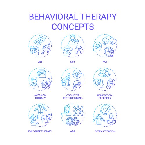 Blue icons representing behavioral therapy Vector Image
