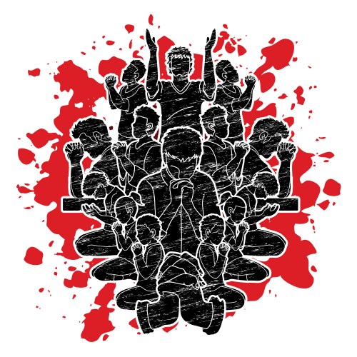 Group of people praying christian Royalty Free Vector Image