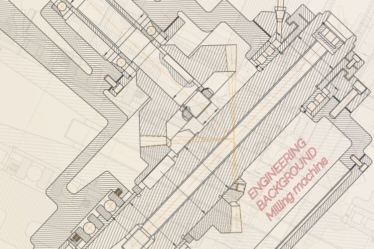Mechanical engineering drawings on light Vector Image